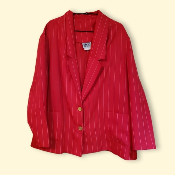 nikki | Jackets & Coats | 8s 90s Goth Boho Red Striped Blazer ...